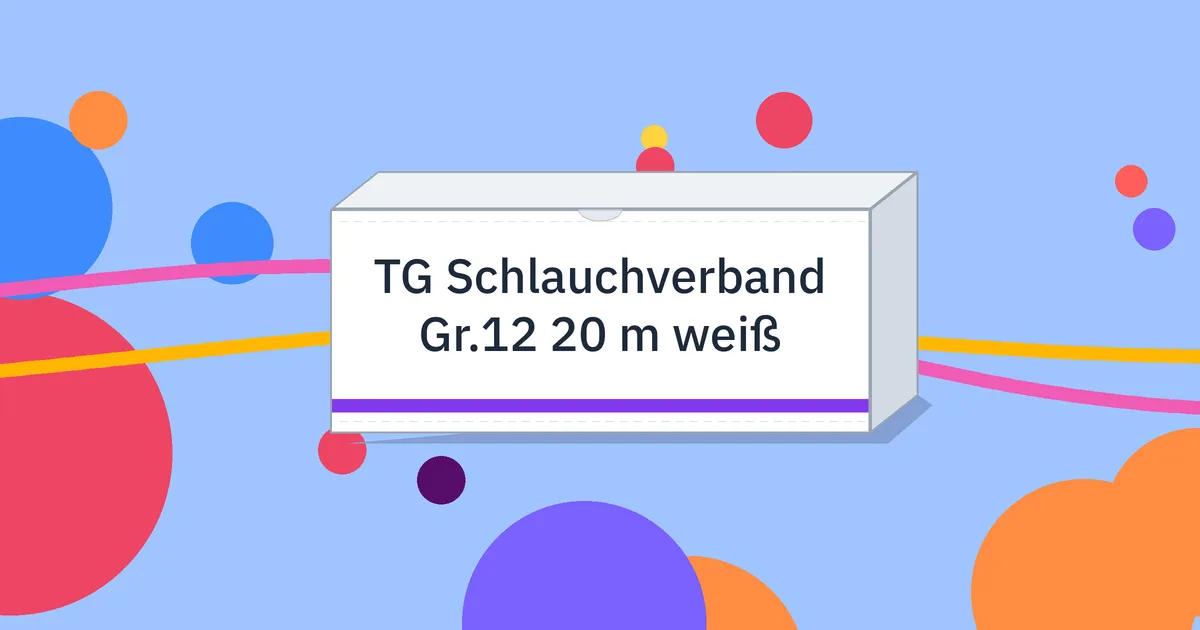 Symbolbild: Packung mit der Aufschrift TG Schlauchverband Gr.12 20 m weiß (PZN 20059432) – Verfügbarkeit und Bezug in Apotheken in Frankfurt am Main