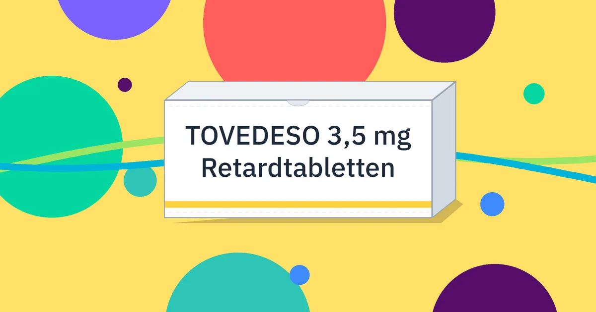 Symbolbild: Packung mit der Aufschrift TOVEDESO 3,5 mg Retardtabletten (PZN 12447999) – Verfügbarkeit und Bezug in Apotheken in Frankfurt am Main
