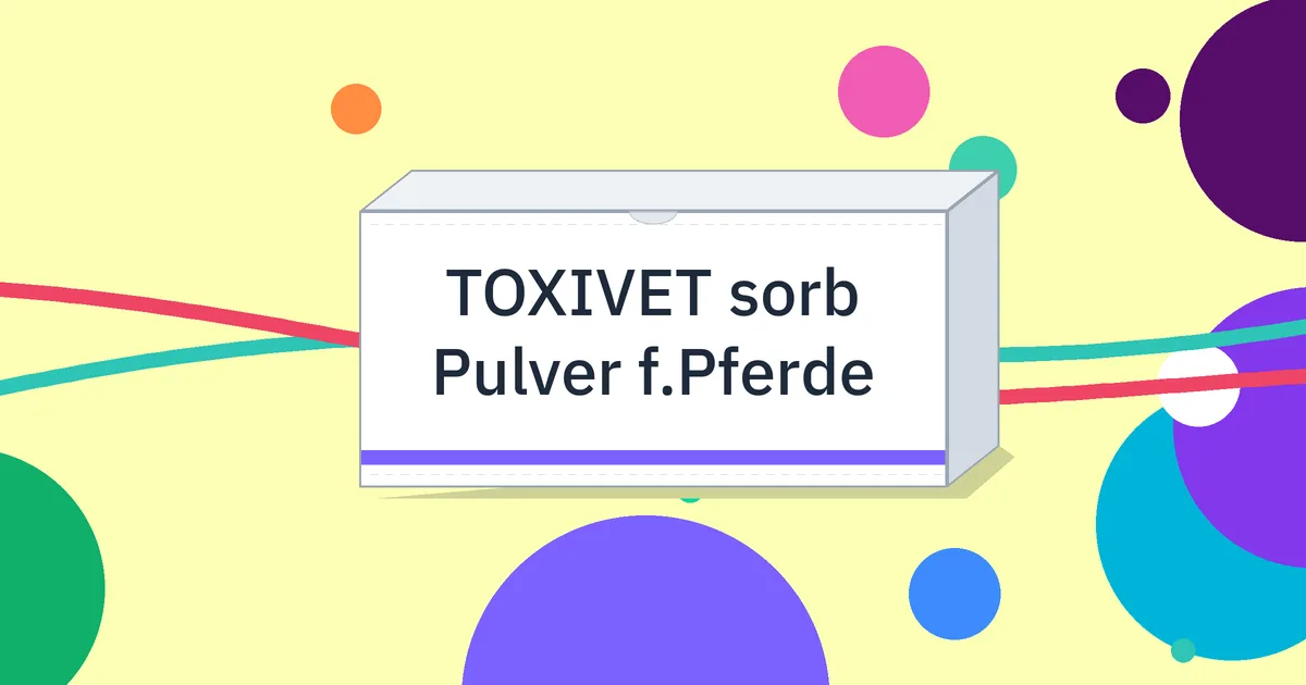 Symbolbild: Packung mit der Aufschrift TOXIVET sorb Pulver f.Pferde (PZN 09912814) – Verfügbarkeit und Bezug in Apotheken in Frankfurt am Main