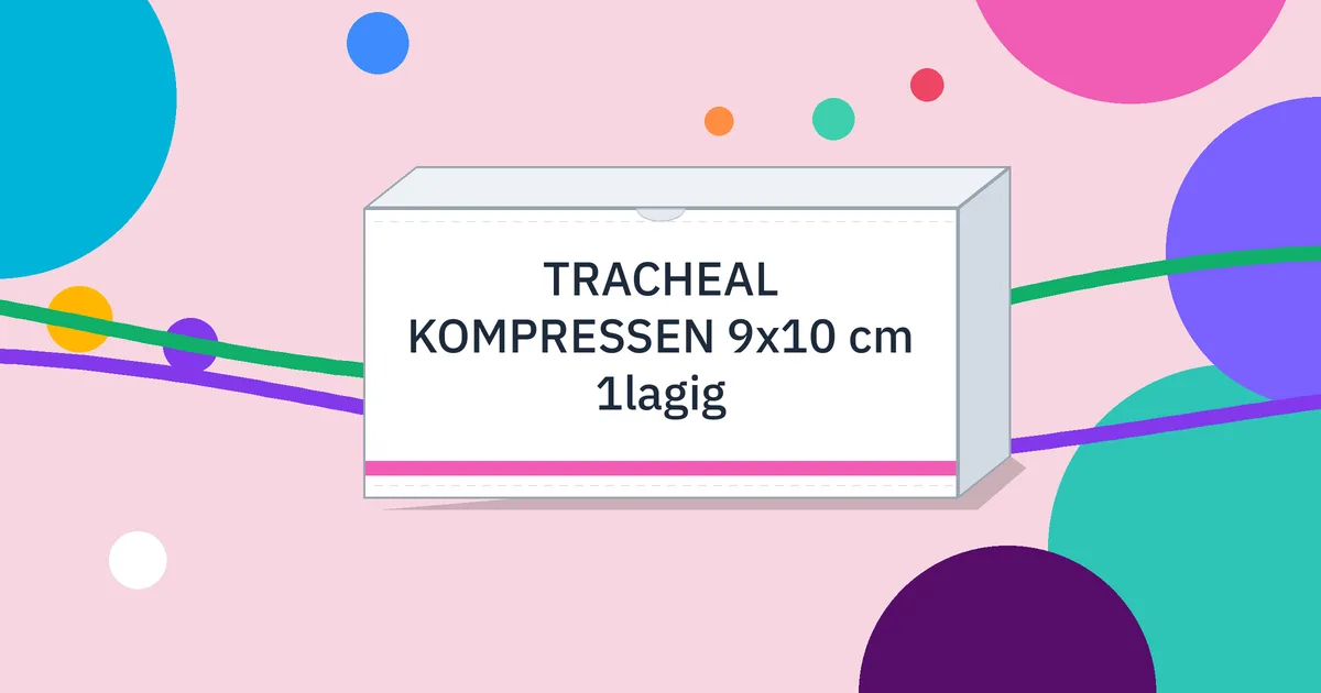 Symbolbild: Packung mit der Aufschrift TRACHEAL KOMPRESSEN 9x10 cm 1lagig (PZN 12345951) – Verfügbarkeit und Bezug in Apotheken in Frankfurt am Main