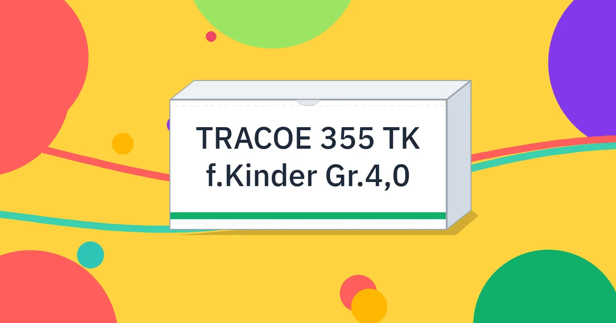 Symbolbild: Packung mit der Aufschrift TRACOE 355 TK f.Kinder Gr.4,0 (PZN 02362138) – Verfügbarkeit und Bezug in Apotheken in Frankfurt am Main