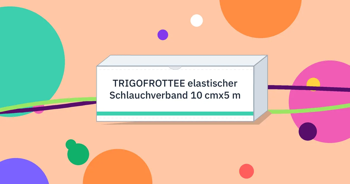 Symbolbild: Packung mit der Aufschrift TRIGOFROTTEE elastischer Schlauchverband 10 cmx5 m (PZN 20911407) – Verfügbarkeit und Bezug in Apotheken in Frankfurt am Main