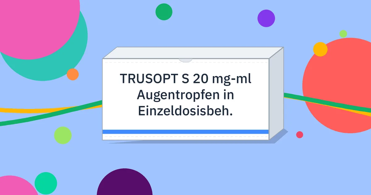 Symbolbild: Packung mit der Aufschrift TRUSOPT S 20 mg-ml Augentropfen in Einzeldosisbeh. (PZN 01087144) – Verfügbarkeit und Bezug in Apotheken in Frankfurt am Main