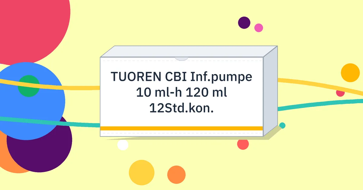 Symbolbild: Packung mit der Aufschrift TUOREN CBI Inf.pumpe 10 ml-h 120 ml 12Std.kon. (PZN 17978052) – Verfügbarkeit und Bezug in Apotheken in Frankfurt am Main
