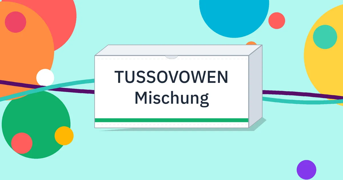 Symbolbild: Packung mit der Aufschrift TUSSOVOWEN Mischung (PZN 03298885) – Verfügbarkeit und Bezug in Apotheken in Frankfurt am Main
