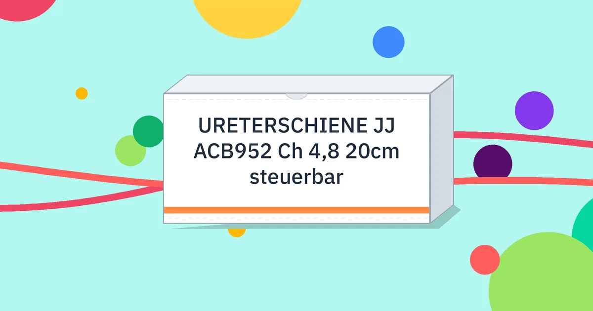Symbolbild: Packung mit der Aufschrift URETERSCHIENE JJ ACB952 Ch 4,8 20cm steuerbar (PZN 00486652) – Verfügbarkeit und Bezug in Apotheken in Frankfurt am Main