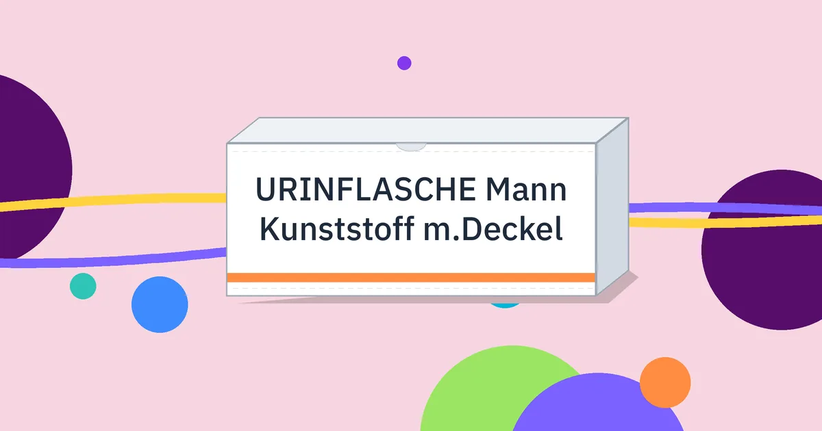 Symbolbild: Packung mit der Aufschrift URINFLASCHE Mann Kunststoff m.Deckel (PZN 01739813) – Verfügbarkeit und Bezug in Apotheken in Frankfurt am Main