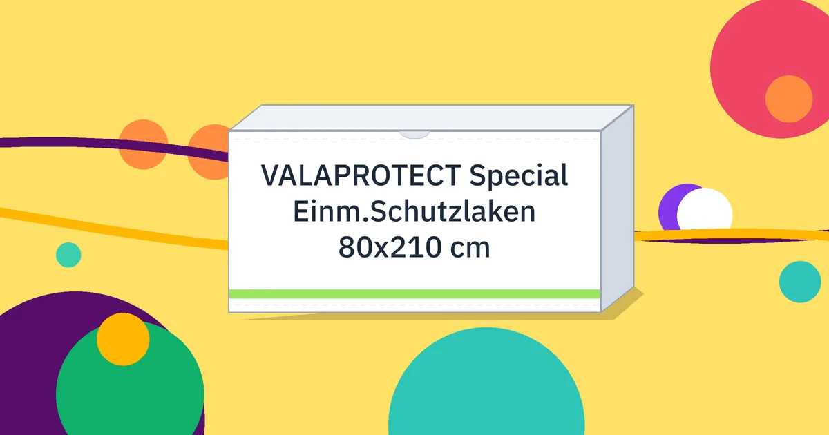 Symbolbild: Packung mit der Aufschrift VALAPROTECT Special Einm.Schutzlaken 80x210 cm (PZN 13746221) – Verfügbarkeit und Bezug in Apotheken in Frankfurt am Main