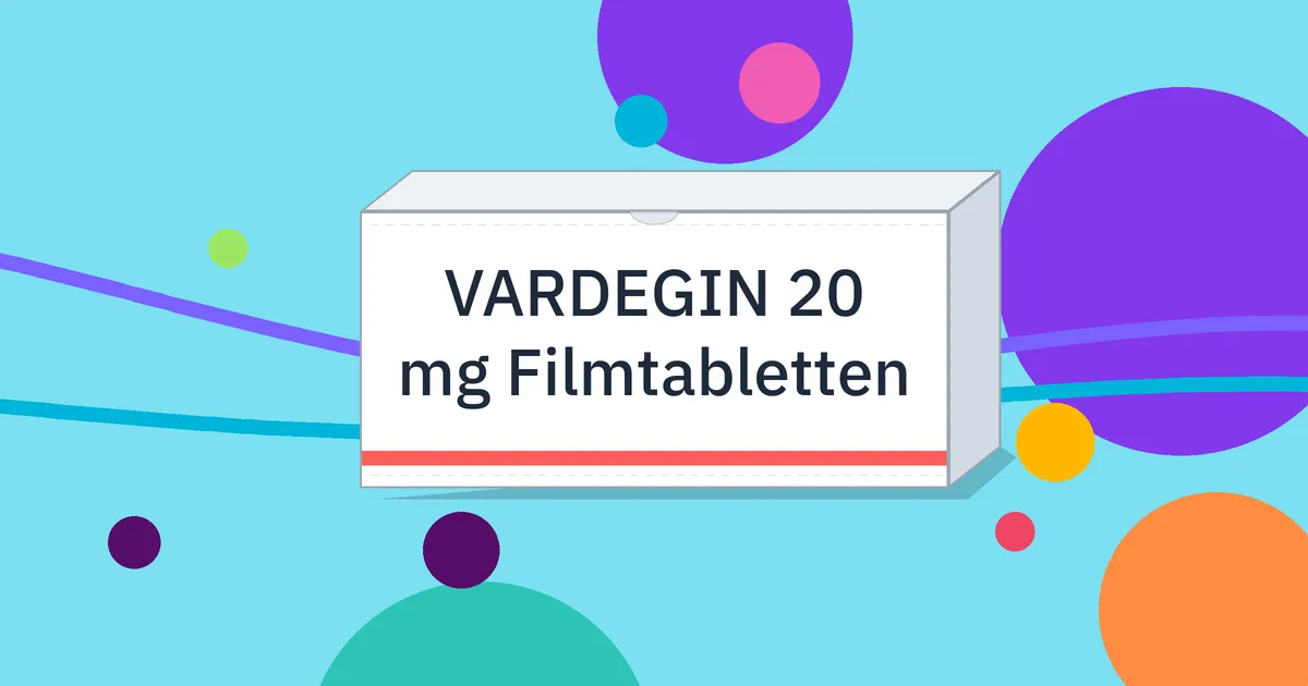 Symbolbild: Packung mit der Aufschrift VARDEGIN 20 mg Filmtabletten (PZN 14360713) – Verfügbarkeit und Bezug in Apotheken in Frankfurt am Main