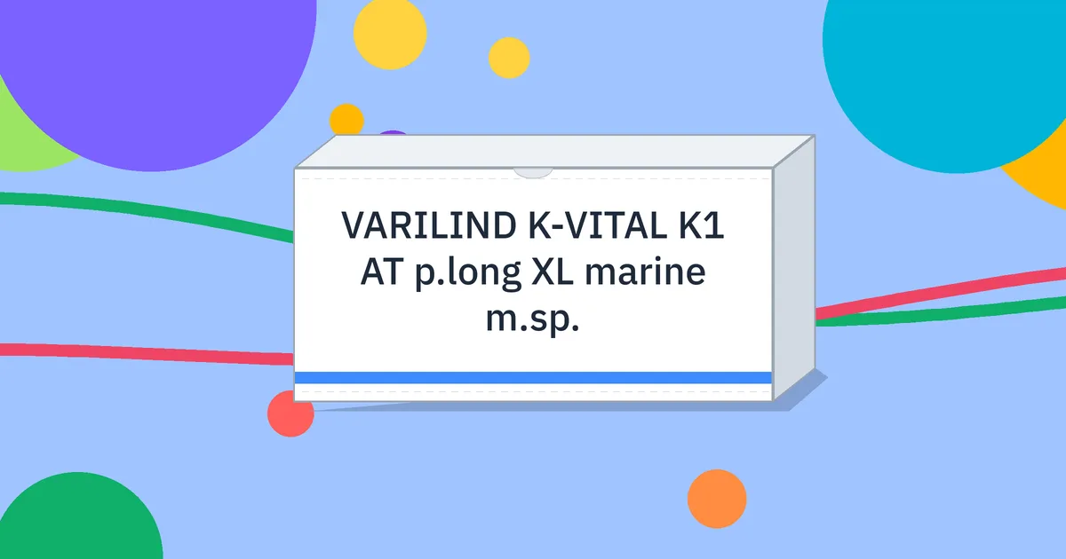 Symbolbild: Packung mit der Aufschrift VARILIND K-VITAL K1 AT p.long XL marine m.sp. (PZN 20560103) – Verfügbarkeit und Bezug in Apotheken in Frankfurt am Main