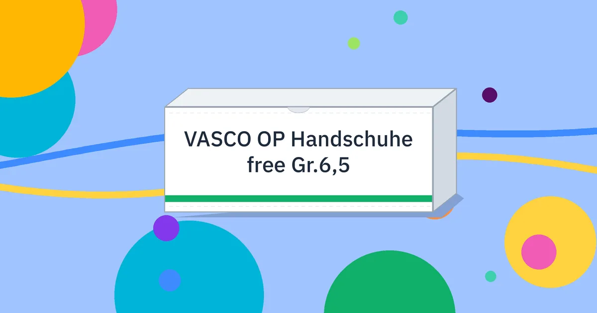 Symbolbild: Packung mit der Aufschrift VASCO OP Handschuhe free Gr.6,5 (PZN 03736167) – Verfügbarkeit und Bezug in Apotheken in Frankfurt am Main