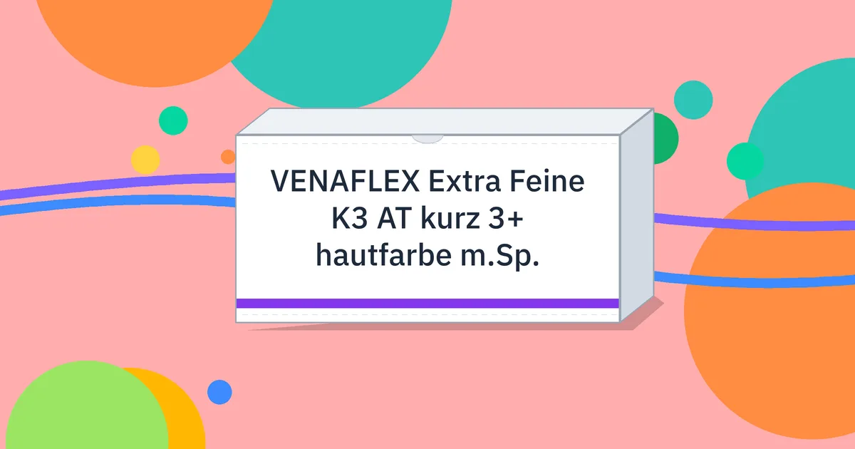 Symbolbild: Packung mit der Aufschrift VENAFLEX Extra Feine K3 AT kurz 3+ hautfarbe m.Sp. (PZN 18308833) – Verfügbarkeit und Bezug in Apotheken in Frankfurt am Main