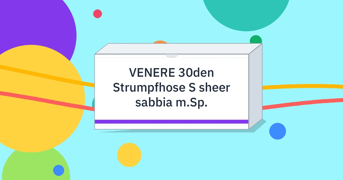Symbolbild: Packung mit der Aufschrift VENERE 30den Strumpfhose S sheer sabbia m.Sp. (PZN 16171844) – Verfügbarkeit und Bezug in Apotheken in Frankfurt am Main