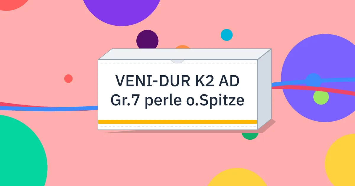 Symbolbild: Packung mit der Aufschrift VENI-DUR K2 AD Gr.7 perle o.Spitze (PZN 03243476) – Verfügbarkeit und Bezug in Apotheken in Frankfurt am Main