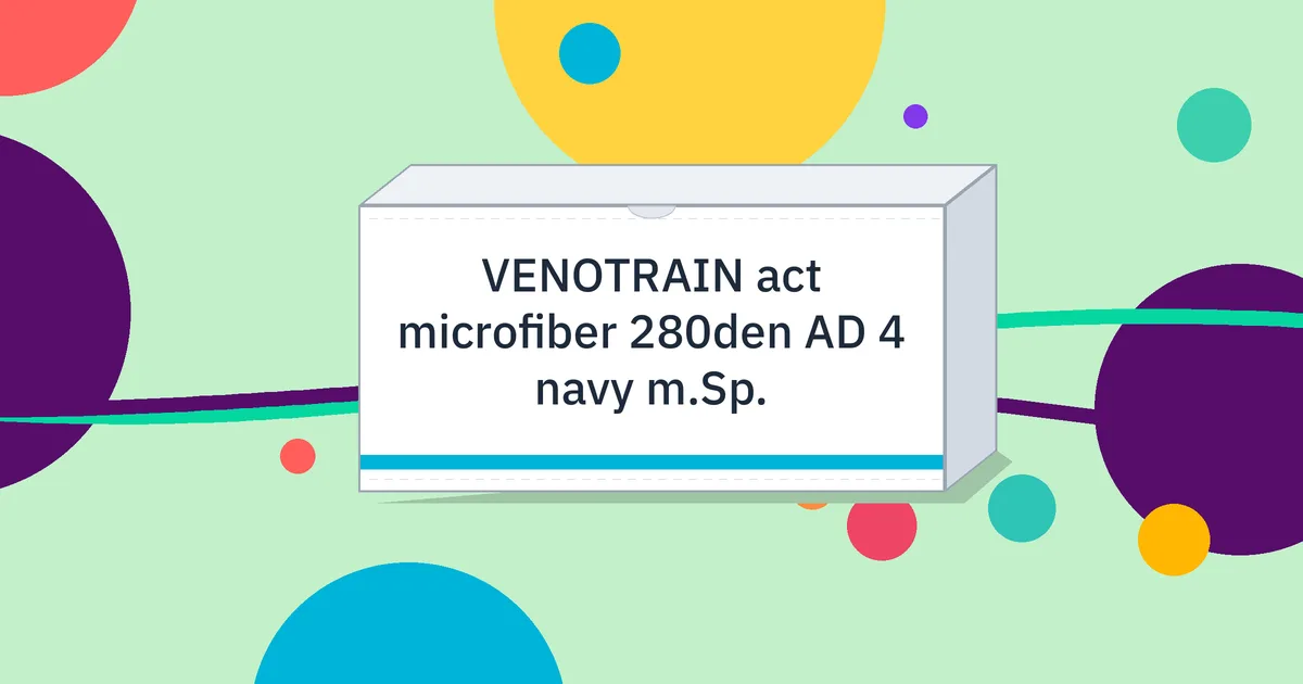 Symbolbild: Packung mit der Aufschrift VENOTRAIN act microfiber 280den AD 4 navy m.Sp. (PZN 16209452) – Verfügbarkeit und Bezug in Apotheken in Frankfurt am Main