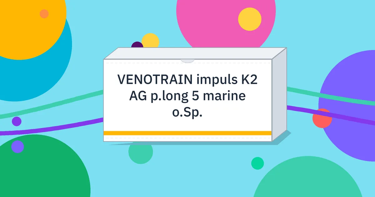 Symbolbild: Packung mit der Aufschrift VENOTRAIN impuls K2 AG p.long 5 marine o.Sp. (PZN 15212222) – Verfügbarkeit und Bezug in Apotheken in Frankfurt am Main