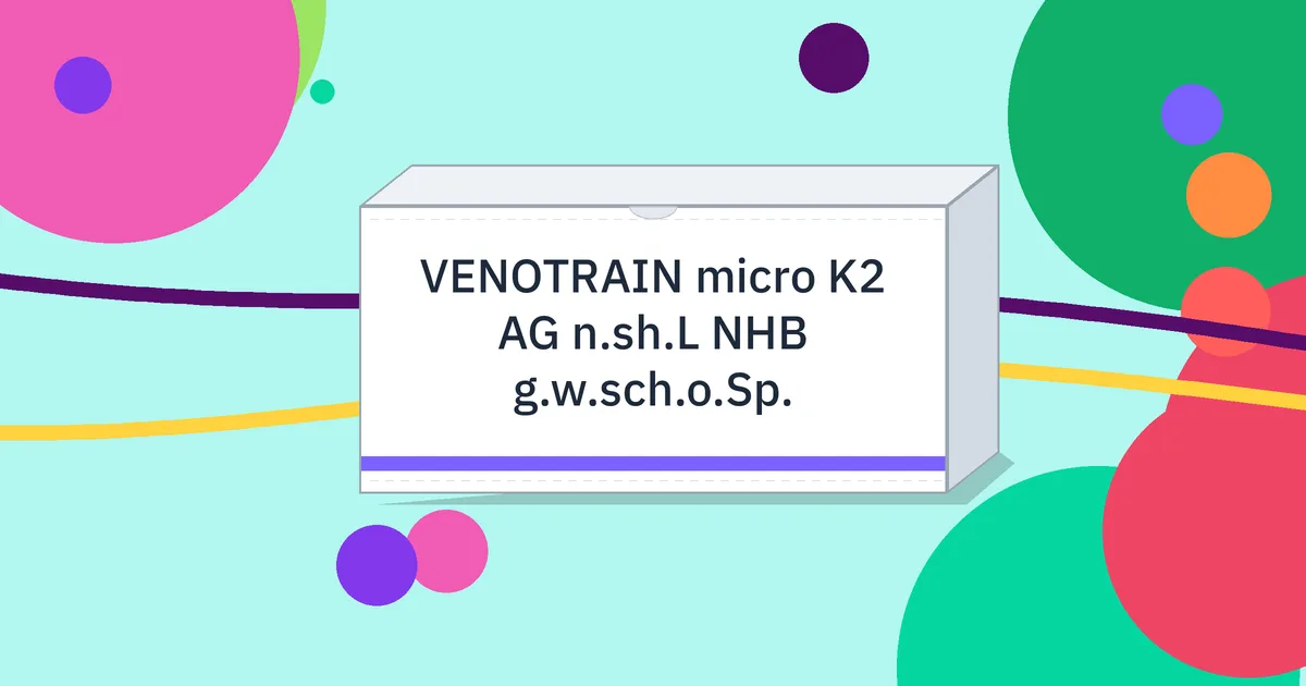 Symbolbild: Packung mit der Aufschrift VENOTRAIN micro K2 AG n.sh.L NHB g.w.sch.o.Sp. (PZN 09021825) – Verfügbarkeit und Bezug in Apotheken in Frankfurt am Main