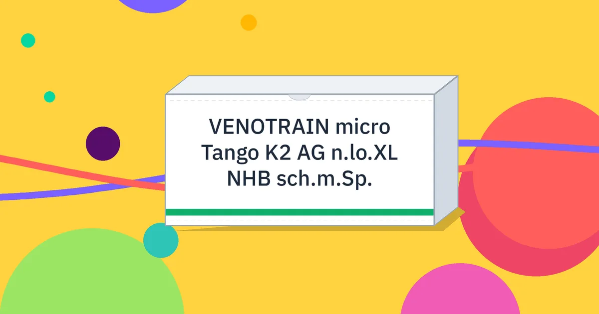 Symbolbild: Packung mit der Aufschrift VENOTRAIN micro Tango K2 AG n.lo.XL NHB sch.m.Sp. (PZN 17767906) – Verfügbarkeit und Bezug in Apotheken in Frankfurt am Main