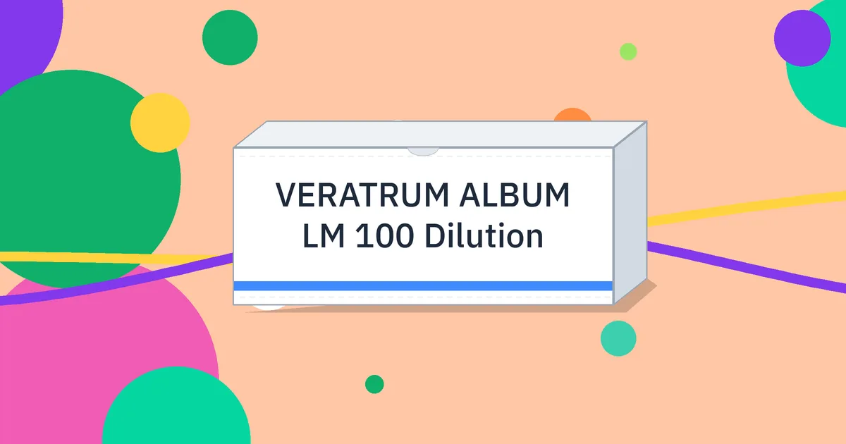 Symbolbild: Packung mit der Aufschrift VERATRUM ALBUM LM 100 Dilution (PZN 13264976) – Verfügbarkeit und Bezug in Apotheken in Frankfurt am Main