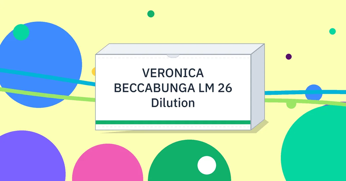 Symbolbild: Packung mit der Aufschrift VERONICA BECCABUNGA LM 26 Dilution (PZN 13269293) – Verfügbarkeit und Bezug in Apotheken in Frankfurt am Main