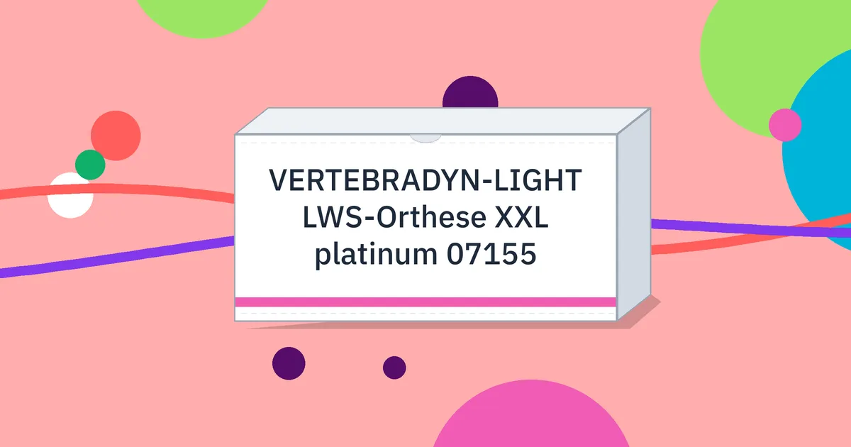 Symbolbild: Packung mit der Aufschrift VERTEBRADYN-LIGHT LWS-Orthese XXL platinum 07155 (PZN 10200496) – Verfügbarkeit und Bezug in Apotheken in Frankfurt am Main