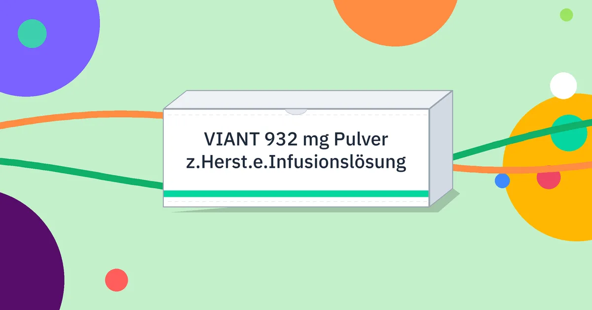 Symbolbild: Packung mit der Aufschrift VIANT 932 mg Pulver z.Herst.e.Infusionslösung (PZN 18897545) – Verfügbarkeit und Bezug in Apotheken in Frankfurt am Main
