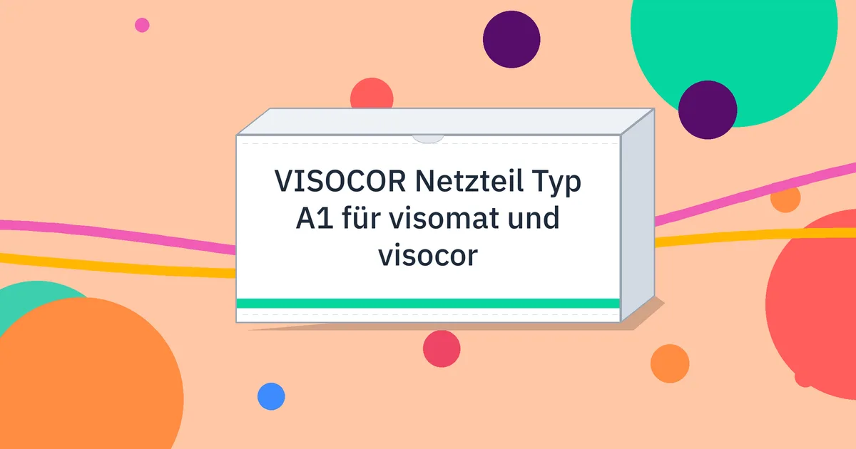 Symbolbild: Packung mit der Aufschrift VISOCOR Netzteil Typ A1 für visomat und visocor (PZN 00179482) – Verfügbarkeit und Bezug in Apotheken in Frankfurt am Main
