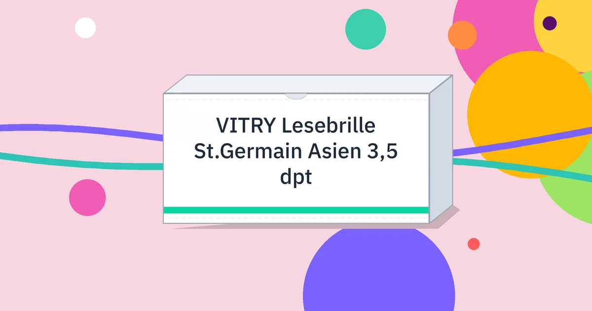 Symbolbild: Packung mit der Aufschrift VITRY Lesebrille St.Germain Asien 3,5 dpt (PZN 15623184) – Verfügbarkeit und Bezug in Apotheken in Frankfurt am Main