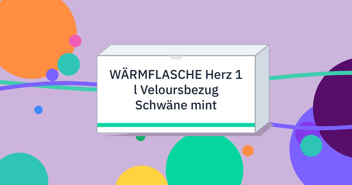 Symbolbild: Packung mit der Aufschrift WÄRMFLASCHE Herz 1 l Veloursbezug Schwäne mint (PZN 17579659) – Verfügbarkeit und Bezug in Apotheken in Frankfurt am Main