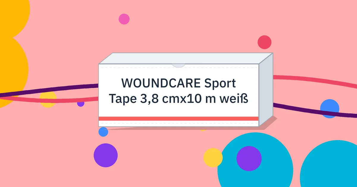 Symbolbild: Packung mit der Aufschrift WOUNDCARE Sport Tape 3,8 cmx10 m weiß (PZN 13197010) – Verfügbarkeit und Bezug in Apotheken in Frankfurt am Main