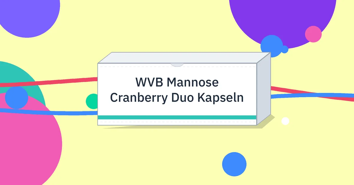 Symbolbild: Packung mit der Aufschrift WVB Mannose Cranberry Duo Kapseln (PZN 20894459) – Verfügbarkeit und Bezug in Apotheken in Frankfurt am Main