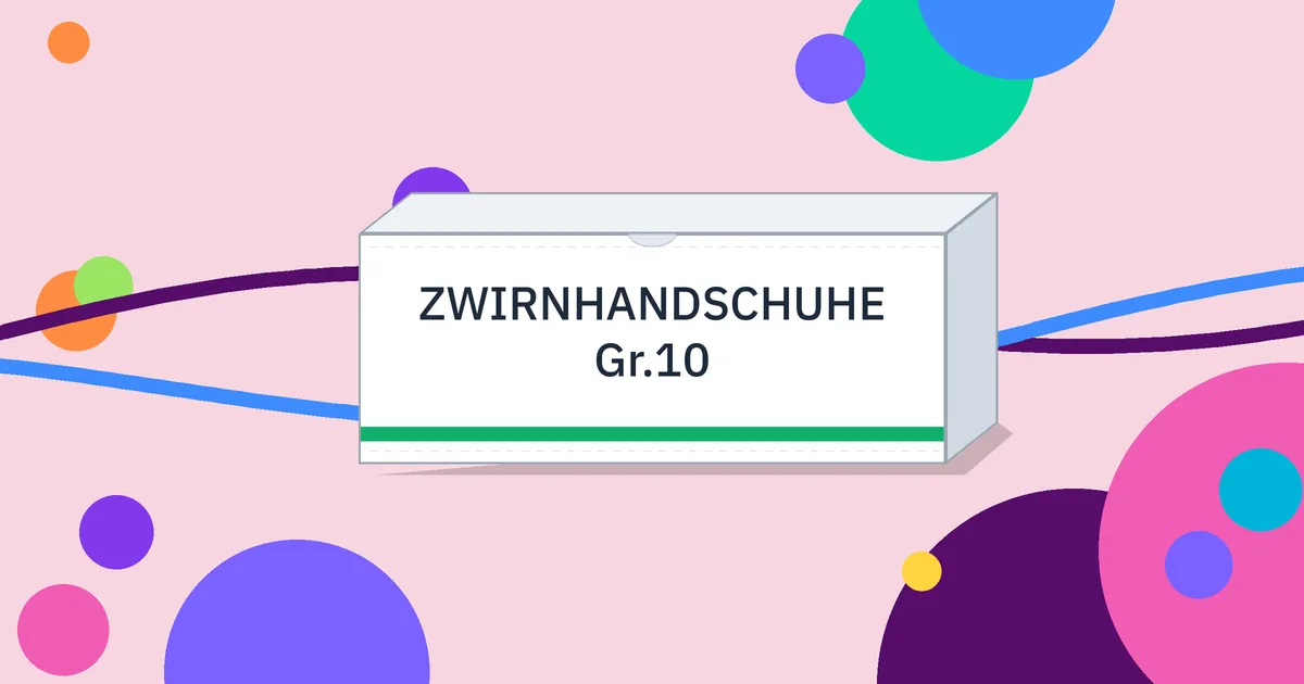 Symbolbild: Packung mit der Aufschrift ZWIRNHANDSCHUHE Gr.10 (PZN 08898549) – Verfügbarkeit und Bezug in Apotheken in Frankfurt am Main