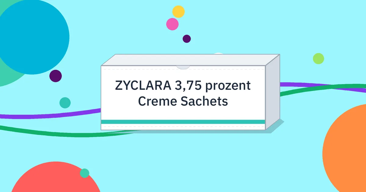 Symbolbild: Packung mit der Aufschrift ZYCLARA 3,75 prozent Creme Sachets (PZN 16896487) – Verfügbarkeit und Bezug in Apotheken in Frankfurt am Main