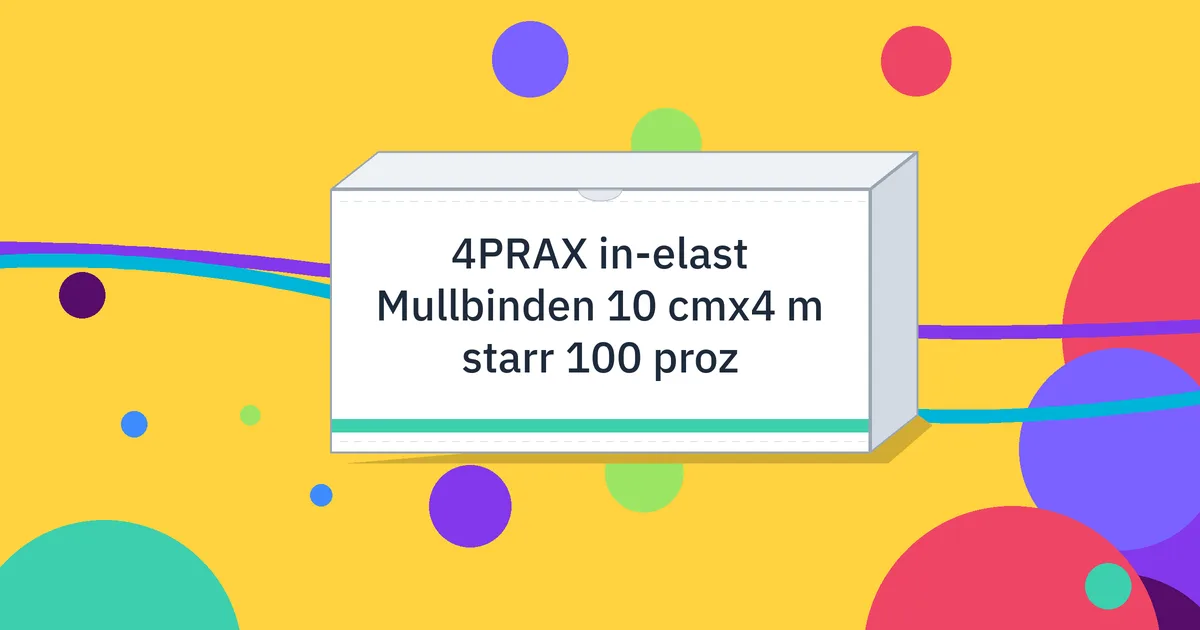 Symbolbild: Packung mit der Aufschrift 4PRAX in-elast Mullbinden 10 cmx4 m starr 100 proz (PZN 20229957) – Verfügbarkeit und Bezug in Apotheken in Frankfurt am Main