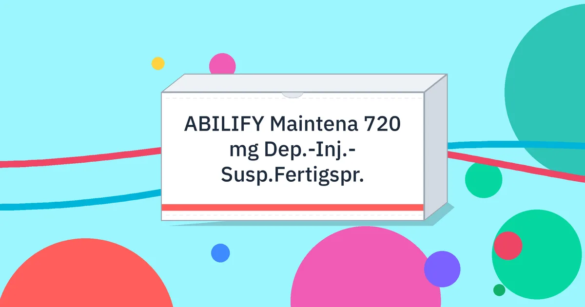 Symbolbild: Packung mit der Aufschrift ABILIFY Maintena 720 mg Dep.-Inj.-Susp.Fertigspr. (PZN 20056480) – Verfügbarkeit und Bezug in Apotheken in Frankfurt am Main