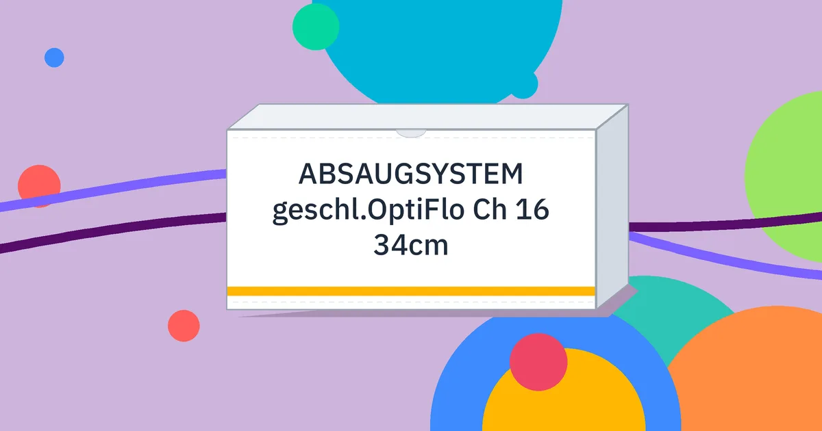 Symbolbild: Packung mit der Aufschrift ABSAUGSYSTEM geschl.OptiFlo Ch 16 34cm (PZN 04713725) – Verfügbarkeit und Bezug in Apotheken in Frankfurt am Main