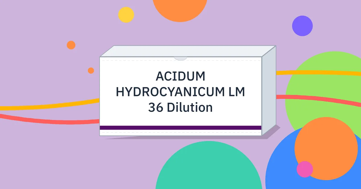 Symbolbild: Packung mit der Aufschrift ACIDUM HYDROCYANICUM LM 36 Dilution (PZN 13278760) – Verfügbarkeit und Bezug in Apotheken in Frankfurt am Main