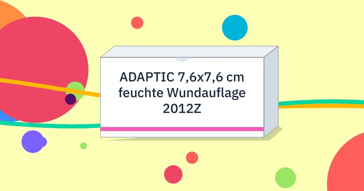 Symbolbild: Packung mit der Aufschrift ADAPTIC 7,6x7,6 cm feuchte Wundauflage 2012Z (PZN 19118388) – Verfügbarkeit und Bezug in Apotheken in Frankfurt am Main
