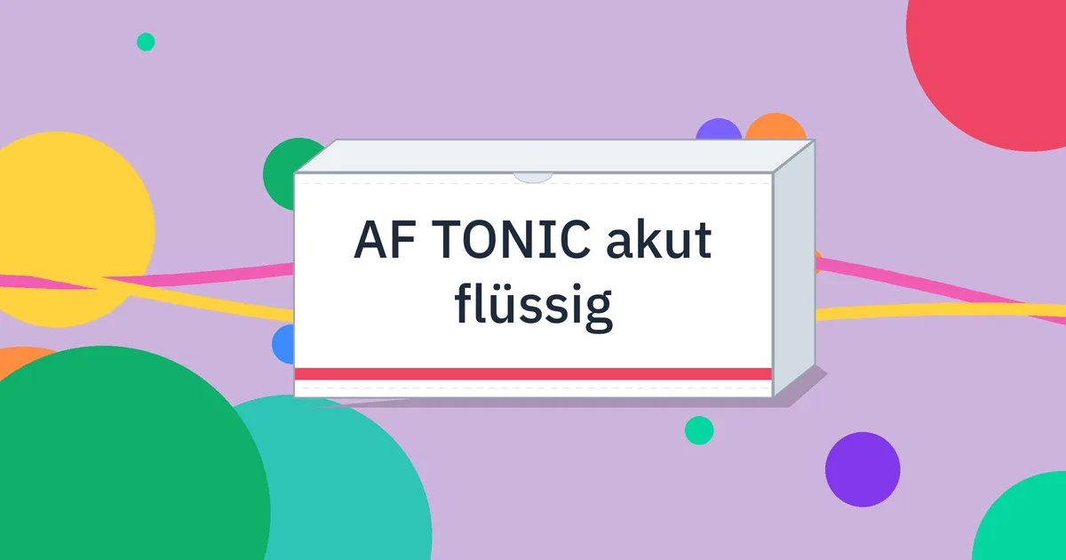 Symbolbild: Packung mit der Aufschrift AF TONIC akut flüssig (PZN 02855326) – Verfügbarkeit und Bezug in Apotheken in Frankfurt am Main