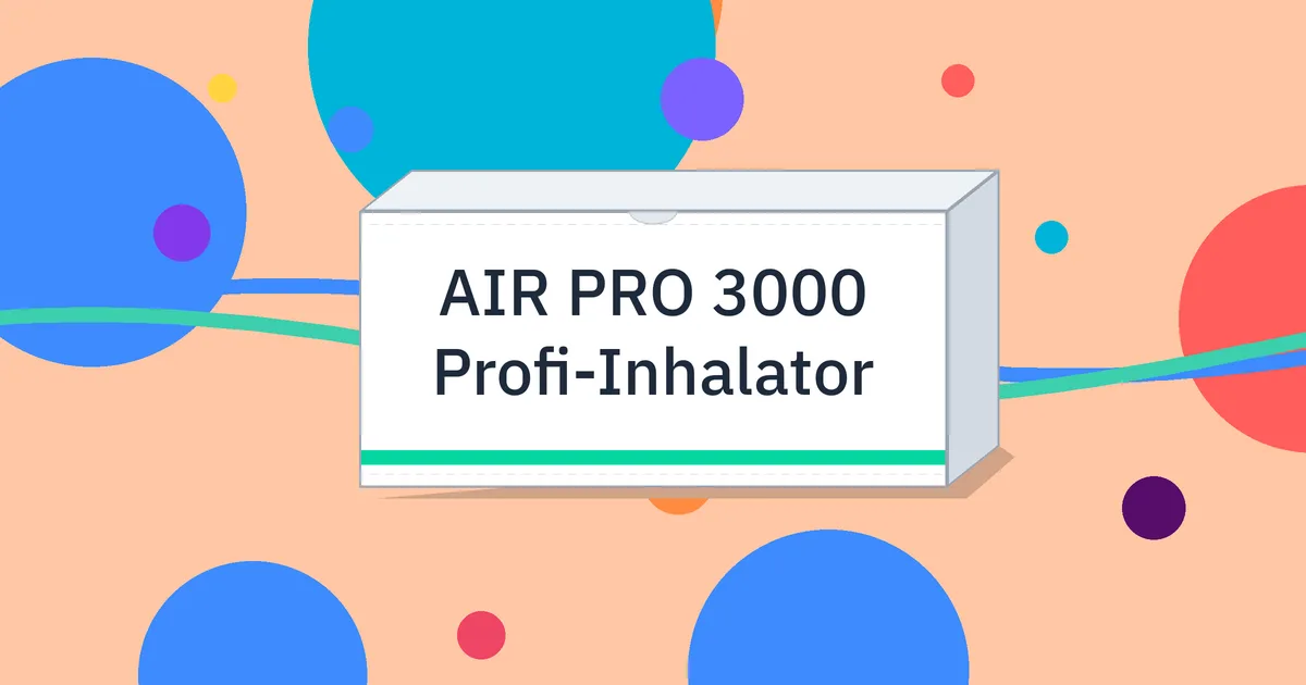 Symbolbild: Packung mit der Aufschrift AIR PRO 3000 Profi-Inhalator (PZN 10080460) – Verfügbarkeit und Bezug in Apotheken in Frankfurt am Main