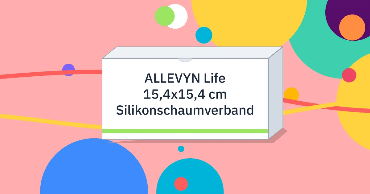 Symbolbild: Packung mit der Aufschrift ALLEVYN Life 15,4x15,4 cm Silikonschaumverband (PZN 13347627) – Verfügbarkeit und Bezug in Apotheken in Frankfurt am Main