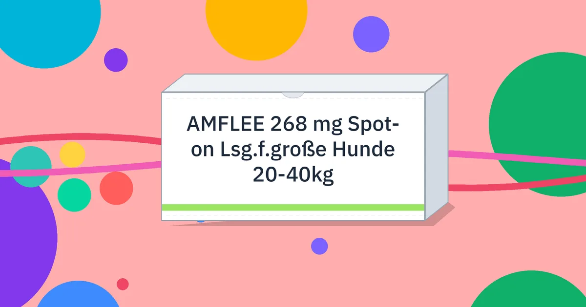 Symbolbild: Packung mit der Aufschrift AMFLEE 268 mg Spot-on Lsg.f.große Hunde 20-40kg (PZN 11099852) – Verfügbarkeit und Bezug in Apotheken in Frankfurt am Main
