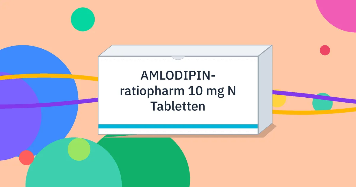 Symbolbild: Packung mit der Aufschrift AMLODIPIN-ratiopharm 10 mg N Tabletten (PZN 03457349) – Verfügbarkeit und Bezug in Apotheken in Frankfurt am Main