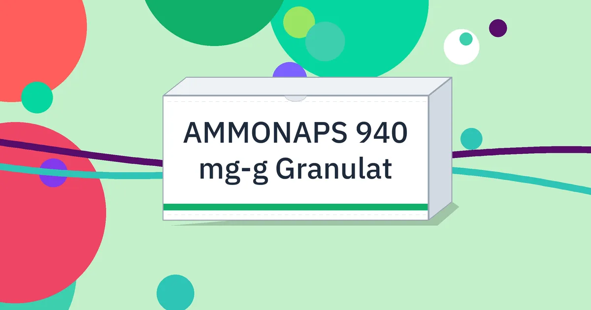 Symbolbild: Packung mit der Aufschrift AMMONAPS 940 mg-g Granulat (PZN 00954716) – Verfügbarkeit und Bezug in Apotheken in Frankfurt am Main