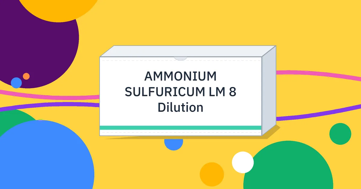 Symbolbild: Packung mit der Aufschrift AMMONIUM SULFURICUM LM 8 Dilution (PZN 13323130) – Verfügbarkeit und Bezug in Apotheken in Frankfurt am Main