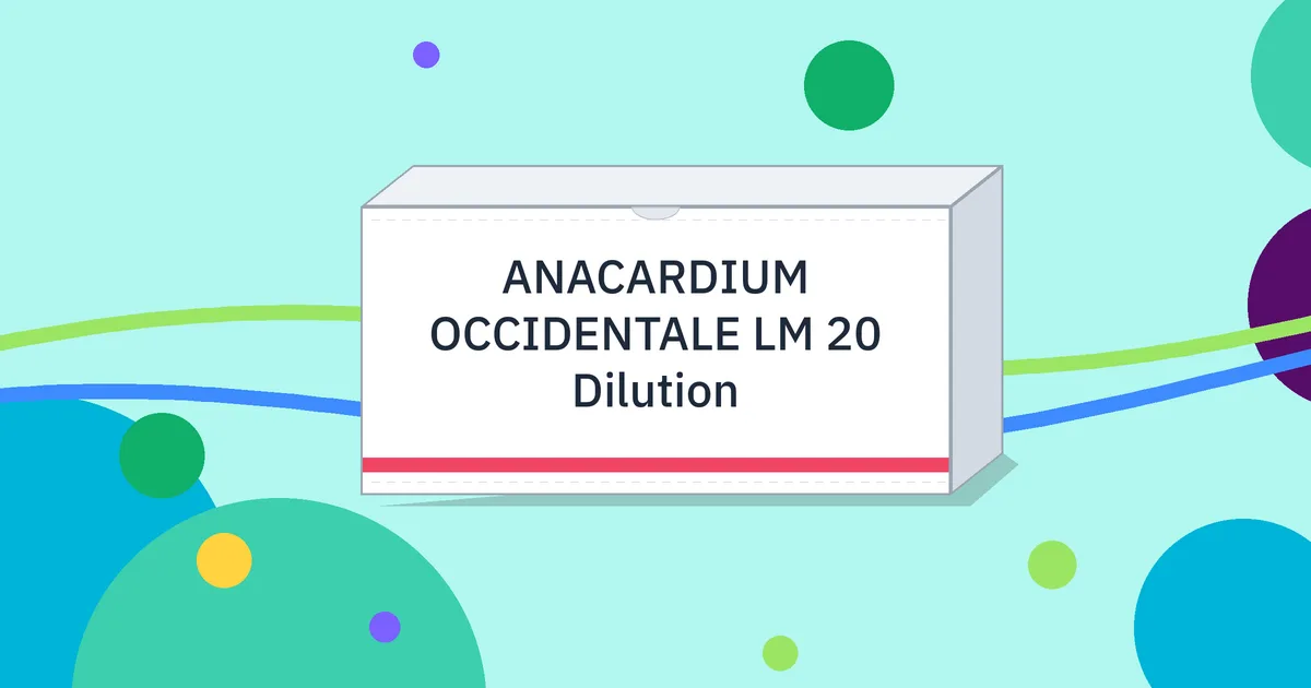 Symbolbild: Packung mit der Aufschrift ANACARDIUM OCCIDENTALE LM 20 Dilution (PZN 13327501) – Verfügbarkeit und Bezug in Apotheken in Frankfurt am Main