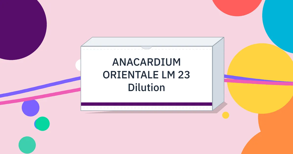 Symbolbild: Packung mit der Aufschrift ANACARDIUM ORIENTALE LM 23 Dilution (PZN 12762100) – Verfügbarkeit und Bezug in Apotheken in Frankfurt am Main