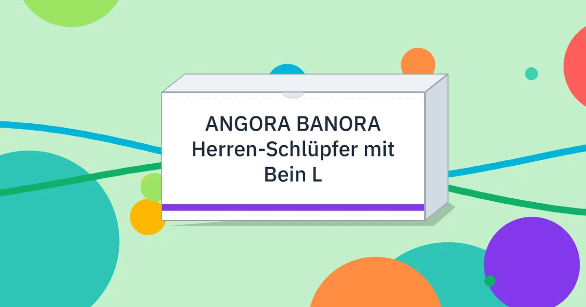 Symbolbild: Packung mit der Aufschrift ANGORA BANORA Herren-Schlüpfer mit Bein L (PZN 06192555) – Verfügbarkeit und Bezug in Apotheken in Frankfurt am Main