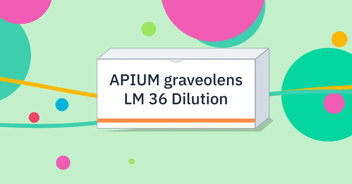 Symbolbild: Packung mit der Aufschrift APIUM graveolens LM 36 Dilution (PZN 13378711) – Verfügbarkeit und Bezug in Apotheken in Frankfurt am Main