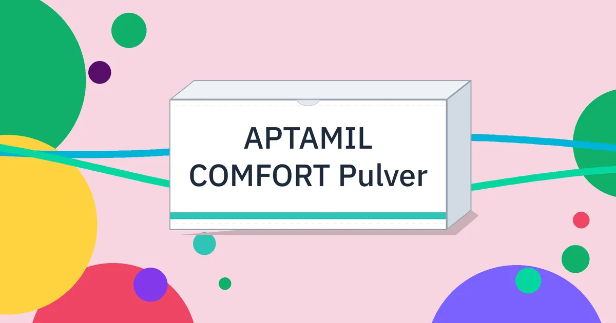 Symbolbild: Packung mit der Aufschrift APTAMIL COMFORT Pulver (PZN 15390320) – Verfügbarkeit und Bezug in Apotheken in Frankfurt am Main